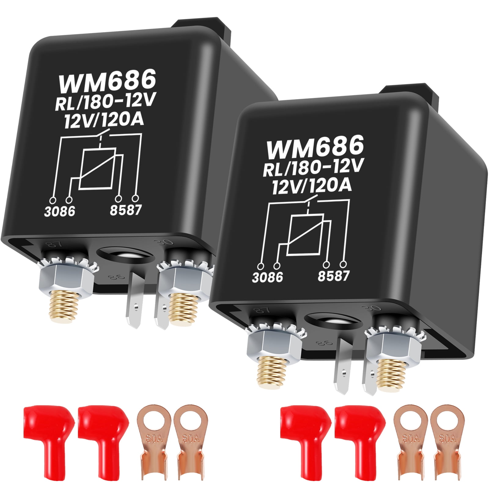 2Pcs Continuous Duty Relay Heat Resistant Split Charge Relay High ...