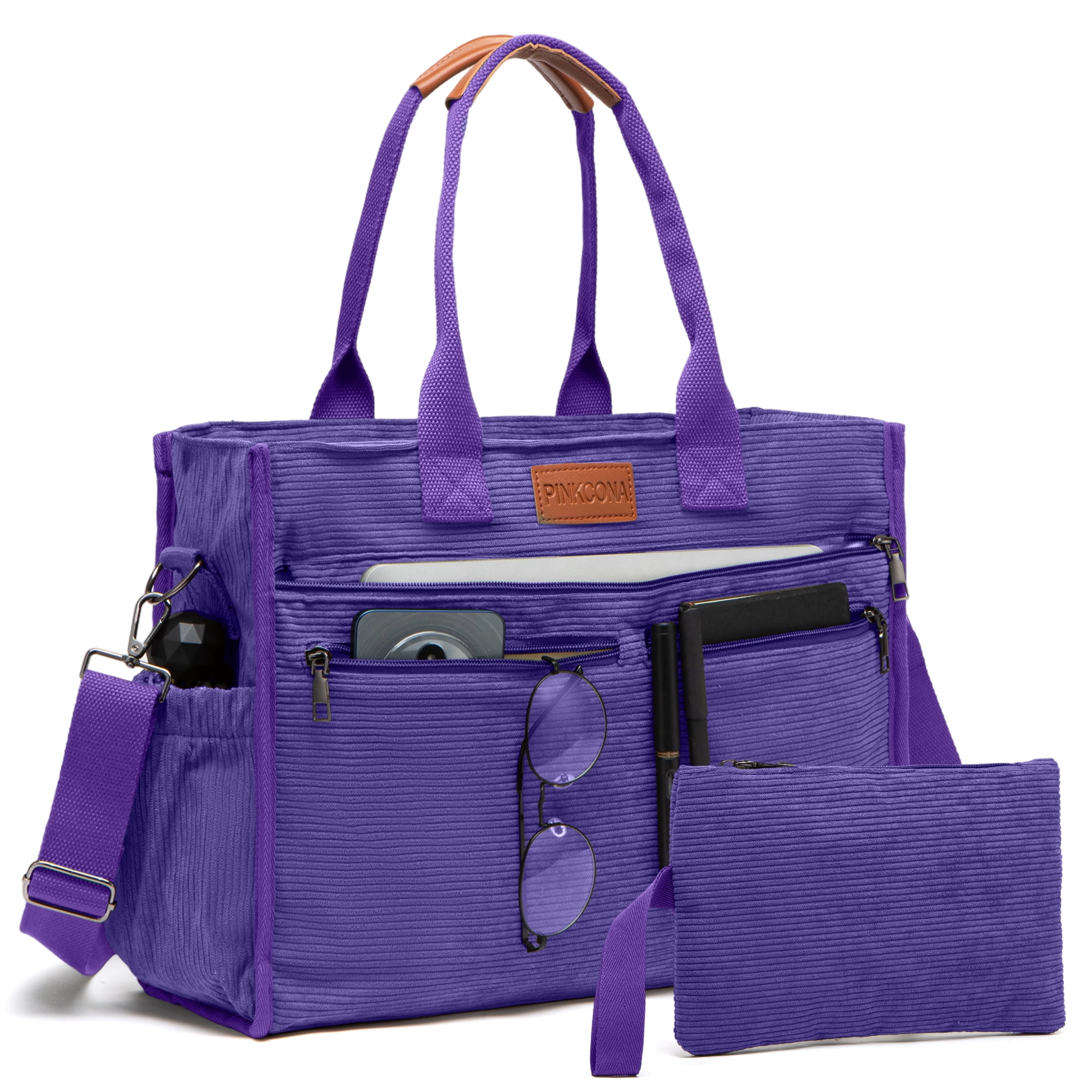 2Pcs Corduroy Tote Bag Set for Women, Lightweight Laptop Work Tote with ...