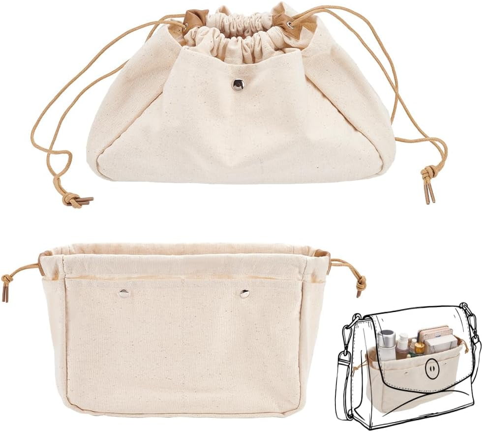 2Pcs Cosmetic Makeup Drawstring Bag Organizer Canvas Travel Cosmetic ...