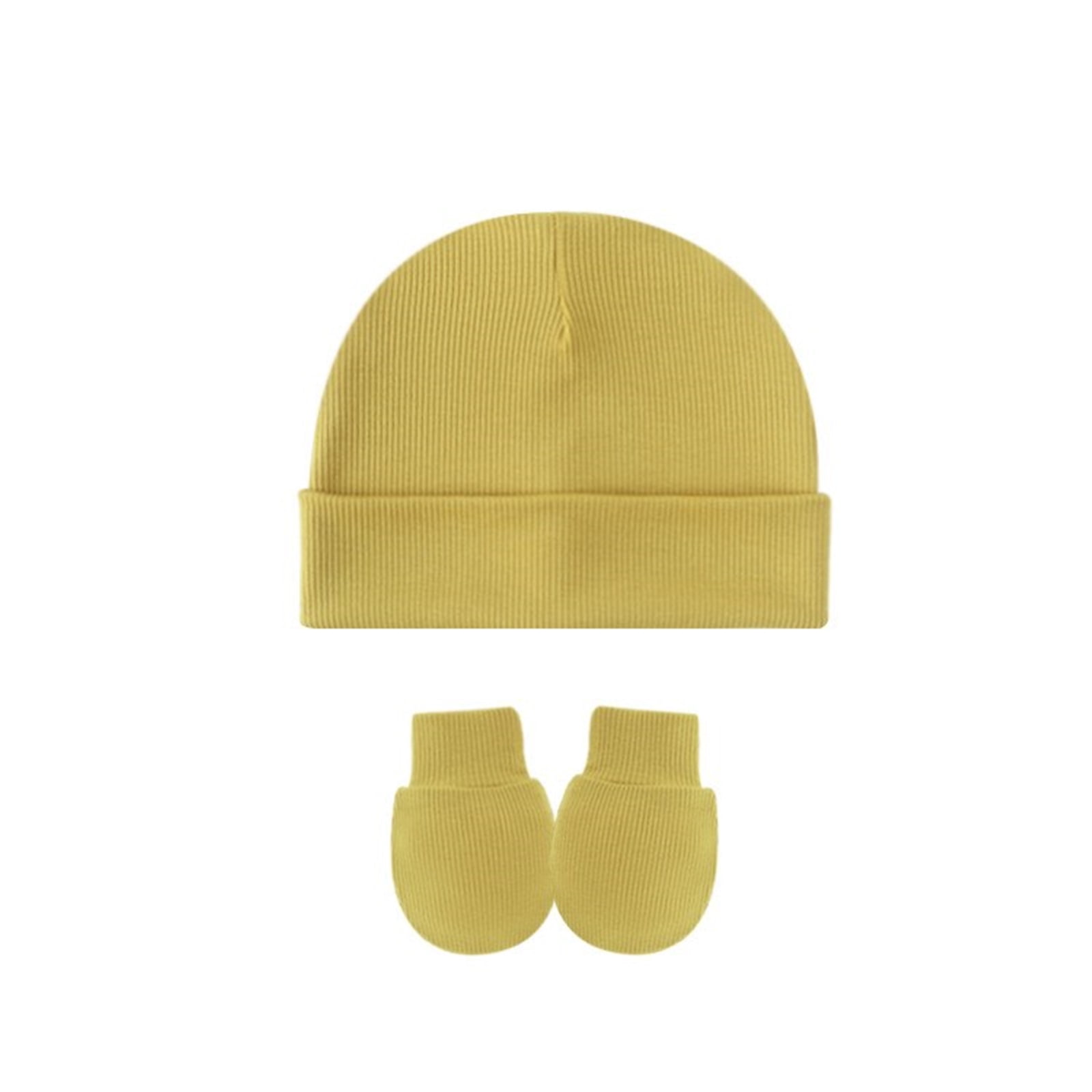 2Pcs Cotton Newborns Fetal Caps with Anti Scratch Mittens Infants ...
