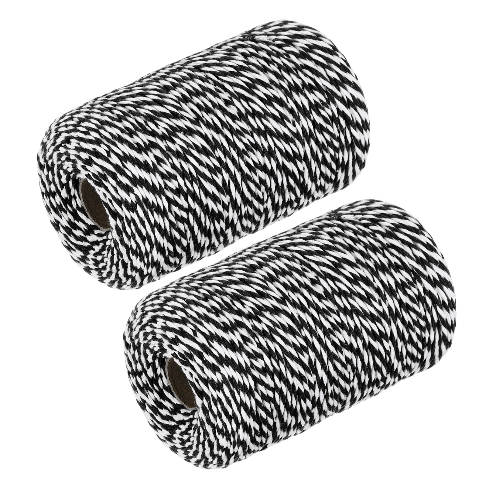 2Pcs Cotton Rope Twisted Braided Rope Cord, Black and White 200M/218 ...