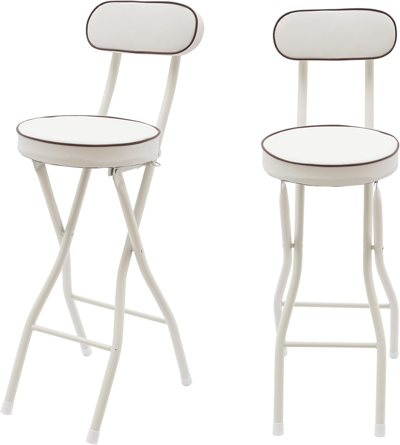 2Pcs Counter Height Folding Bar Stools Chair W/Back, Leather ...