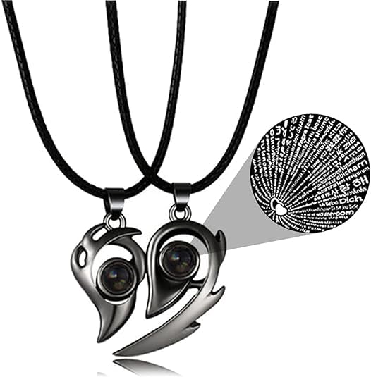 2Pcs Couples Necklace, Matching Necklace for Couples, Heart Necklace ...