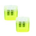 2Pcs Covered Pencil Sharpener Compact Double Hole Colored Handheld ...