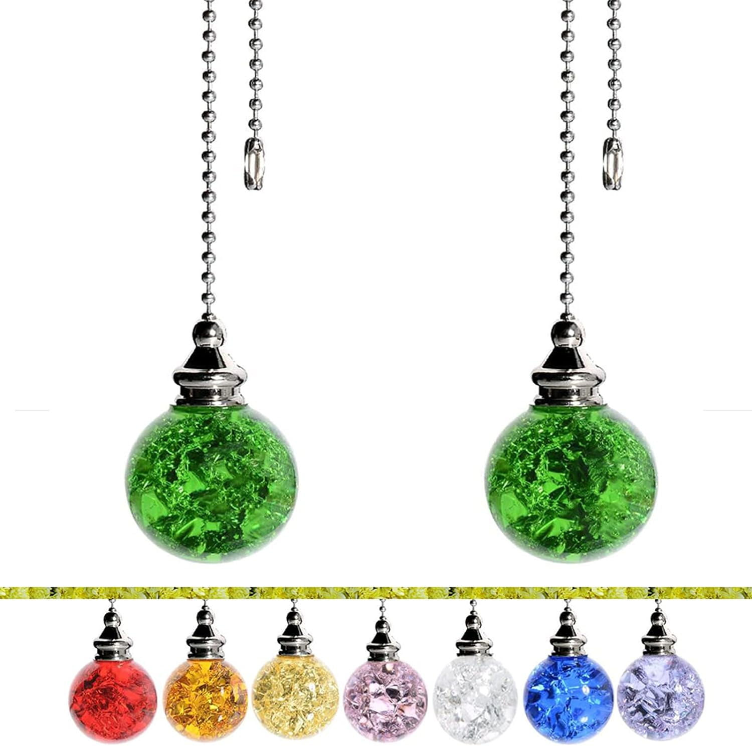 2Pcs Crystal Ceiling Fan Pull Chain, Ceiling Fan Pull Chain Extender ...