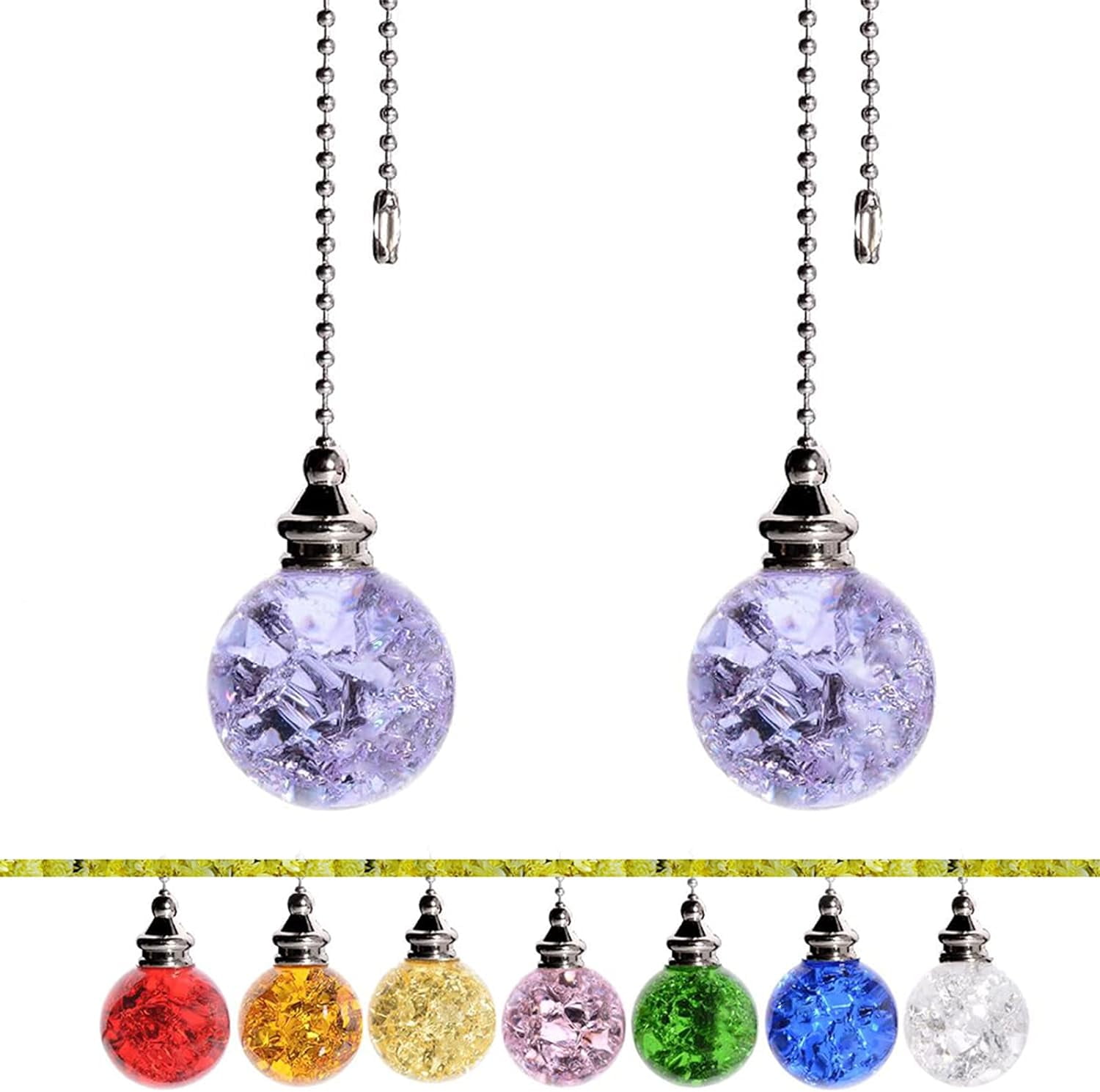 2Pcs Crystal Ceiling Fan Pull Chain, Ceiling Fan Pull Chain Extender ...