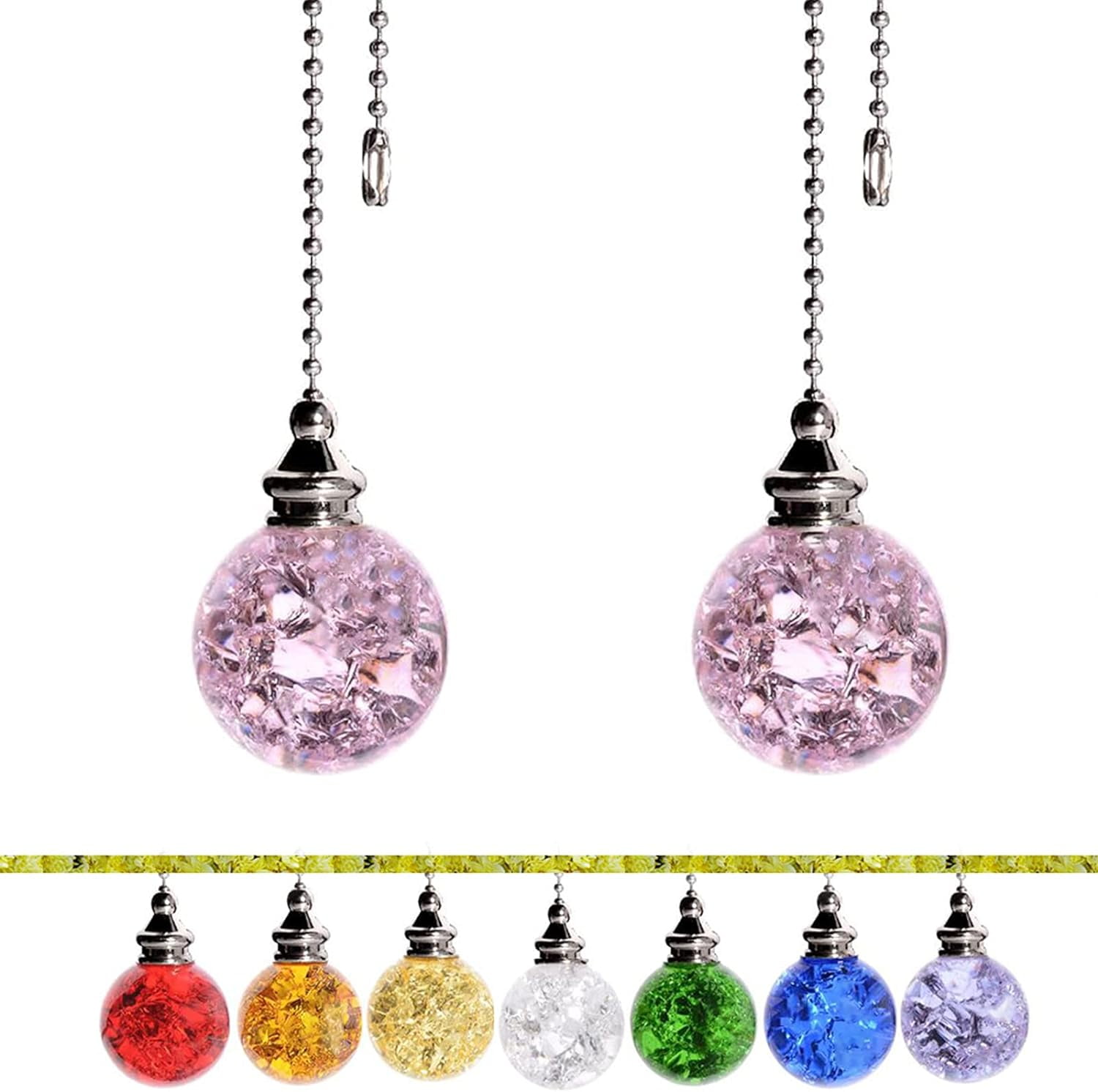2Pcs Crystal Ceiling Fan Pull Chain, Ceiling Fan Pull Chain Extender ...