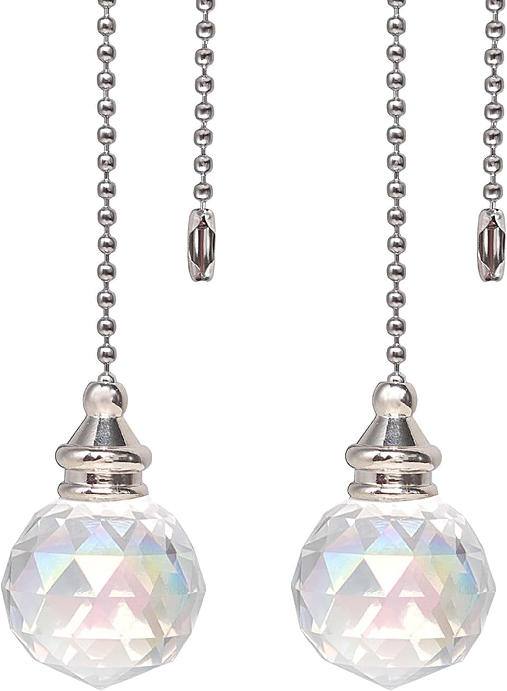 2Pcs Crystal Ceiling Fan Pull Chain Crystal Prism Ball 30mm Dazzling ...