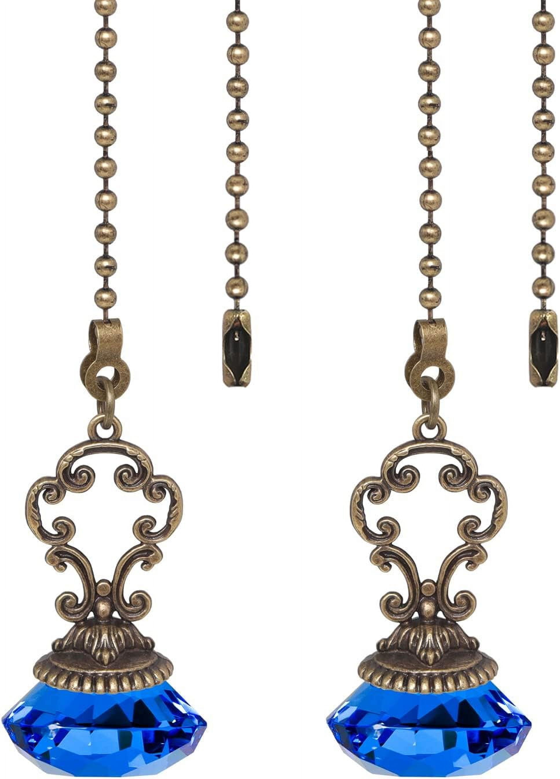 2Pcs Crystal Fan Pull Diamond Drop Vintage Pull Chain Ceiling Pull ...