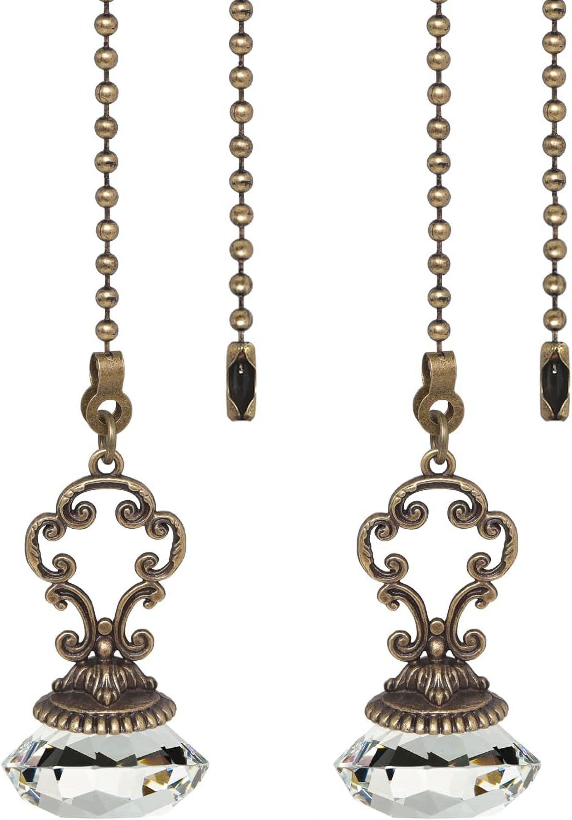2Pcs Crystal Fan Pull Diamond Drop Vintage Pull Chain Ceiling Pull ...