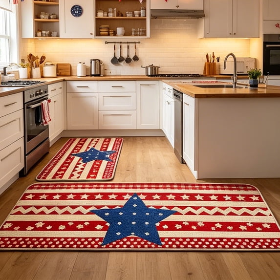 2Pcs Crystal Velvet Kitchen Mat Set, Non Slip Rubber Backed Water Oil ...