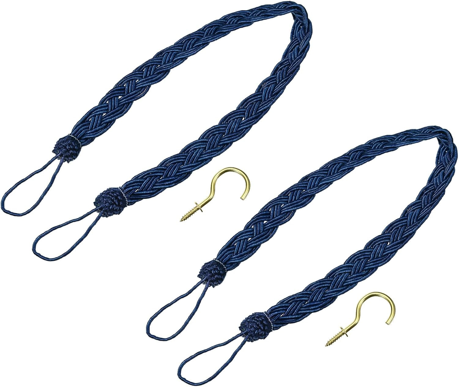 2Pcs Curtain Tiebacks, 58cm/23 Braided Drapery Holdback Holder ...