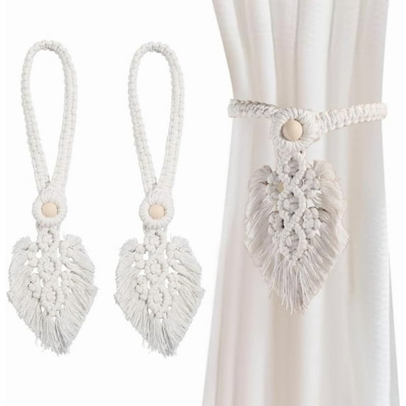 2Pcs Curtain Tiebacks Leaf Curtain Holdbacks Boho Farmhouse Curtains ...