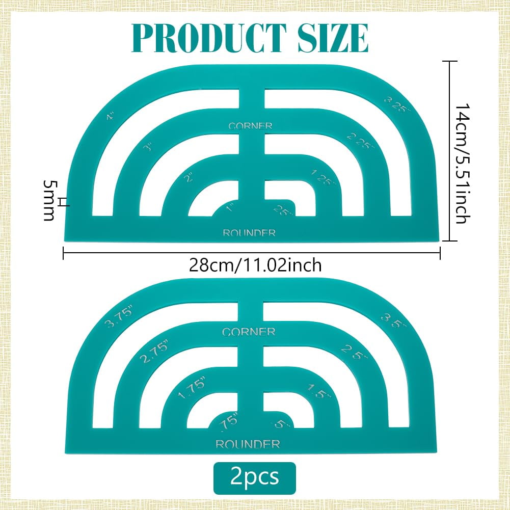 2Pcs Curved Corner Template Green Acrylic Arch Templates 8 Sizes in 1 ...