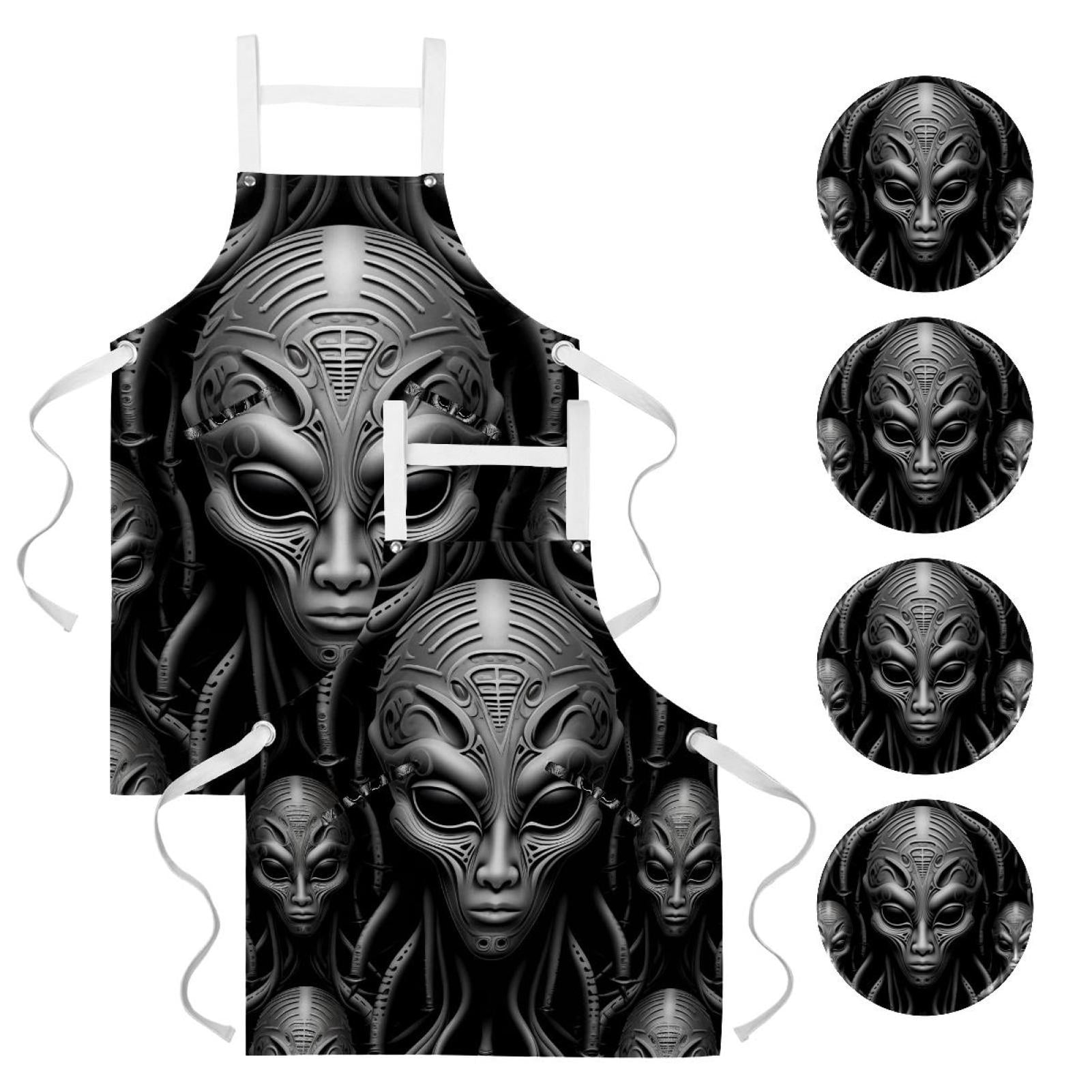 2Pcs Cute Green Alien Versatile Aprons Set - Kitchen, Baking,Cooking ...