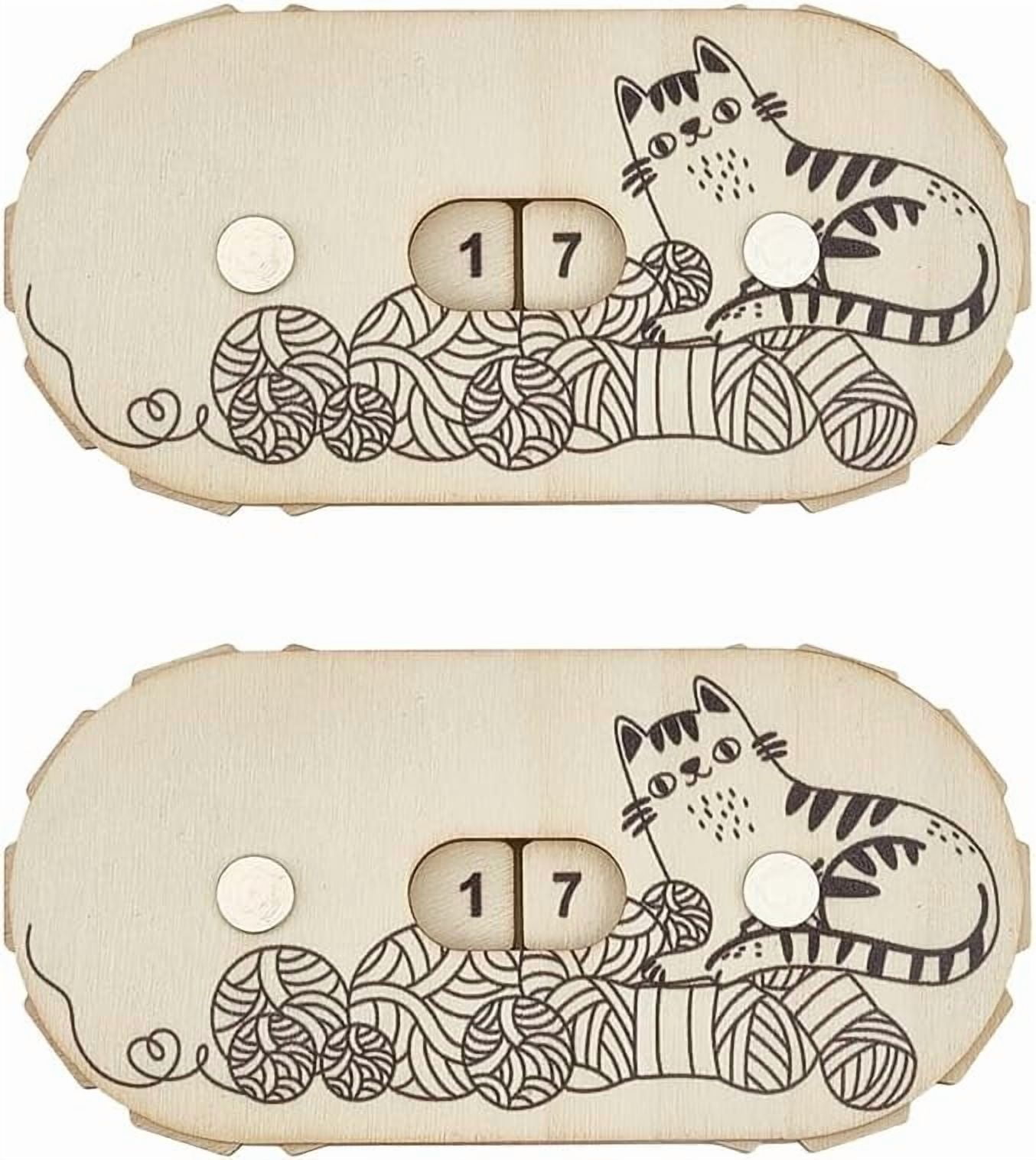 2Pcs Cute Kitten Crochet Stitch Counter Knitting Stitching Row Counters ...