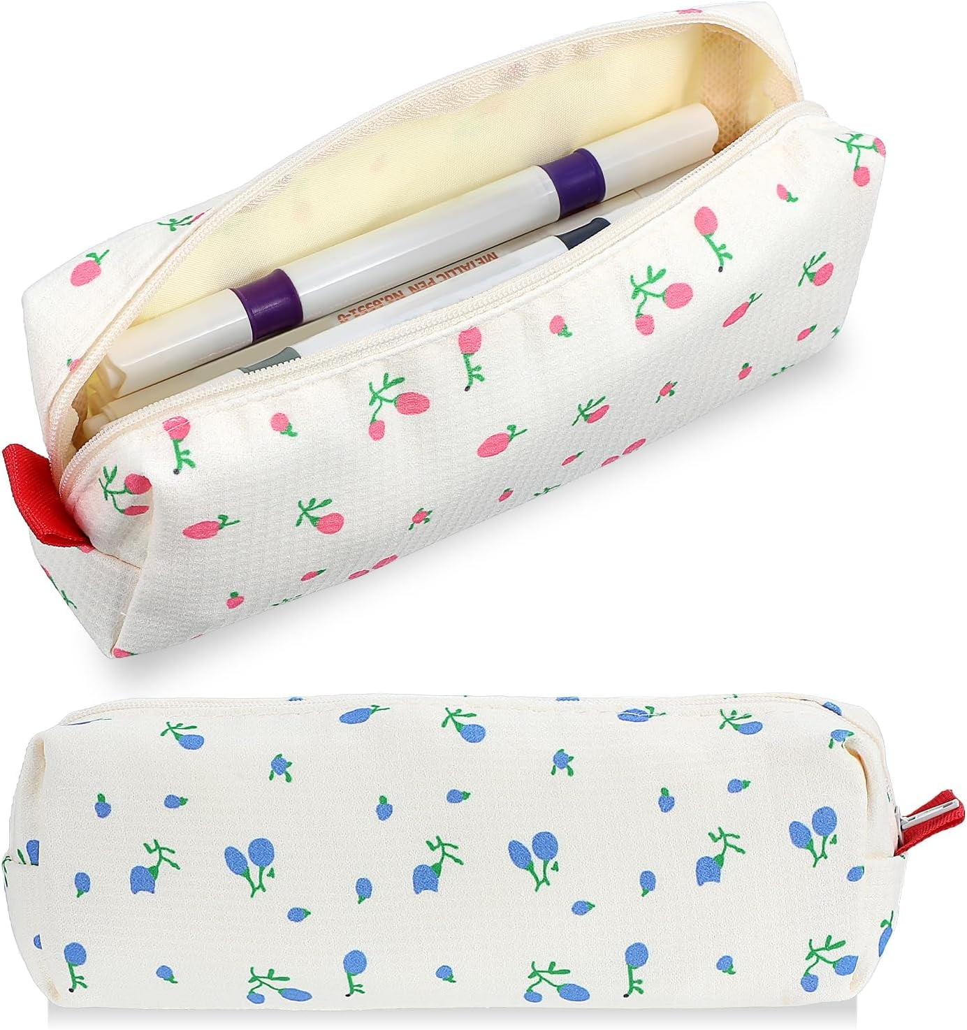 2Pcs Cute Pencil Case Floral Pencil Pouch, Multipurpose Canvas Pencils ...