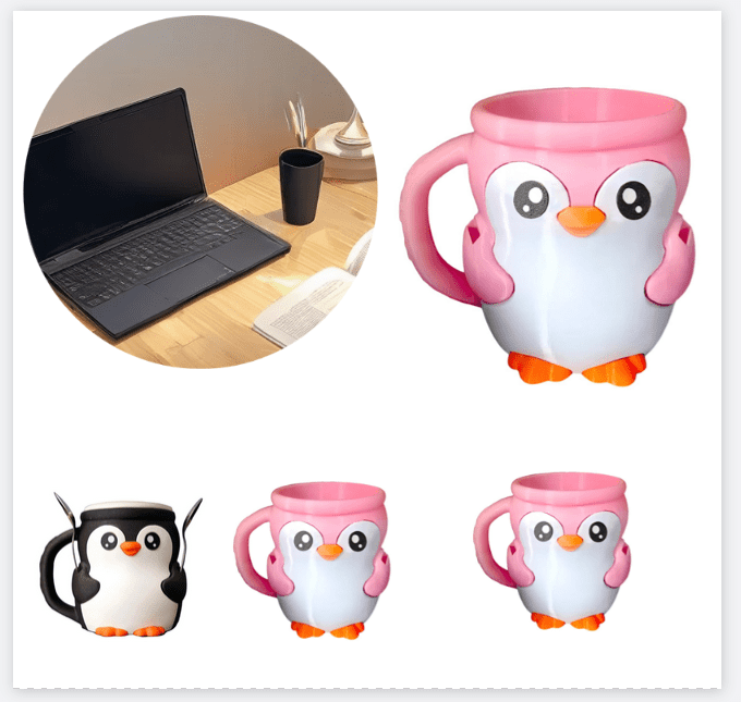 2Pcs Cute Penguin Ice Cream Pint Holder, 16oz 3D Printed Creams Pint ...