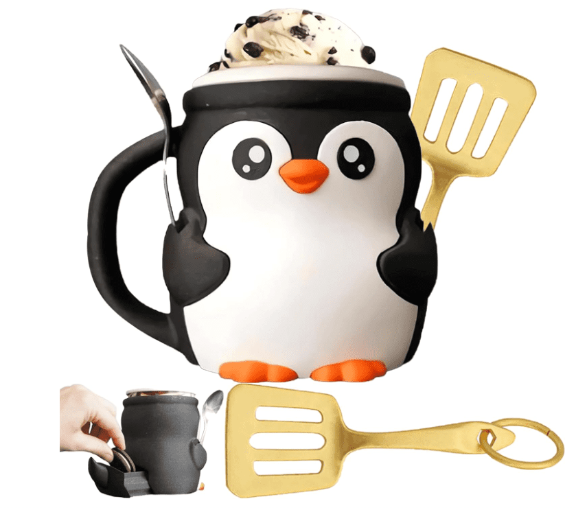 2Pcs Cute Penguin Ice Cream Pint Holder, 3D Printed Reusable Ice Cream ...