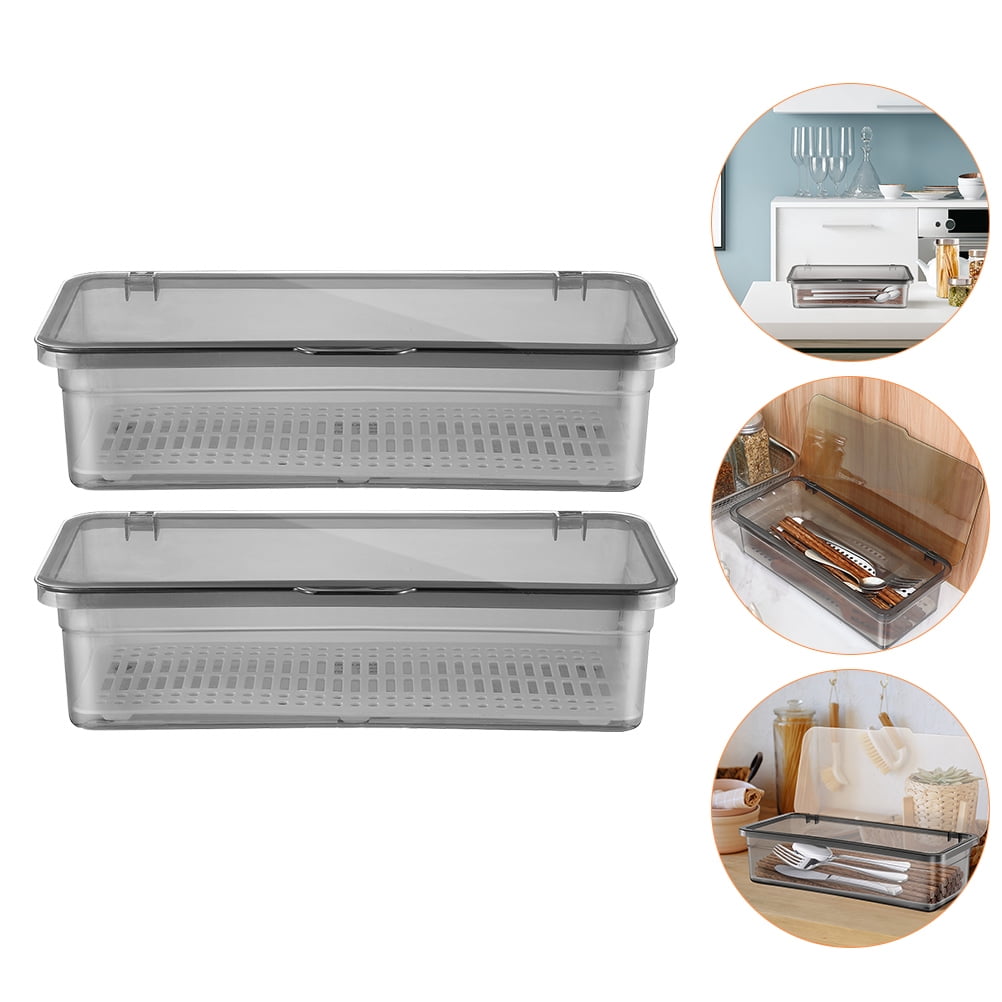 2Pcs Cutlery Box Cutlery Container Clamshell Type Cutlery Holder ...