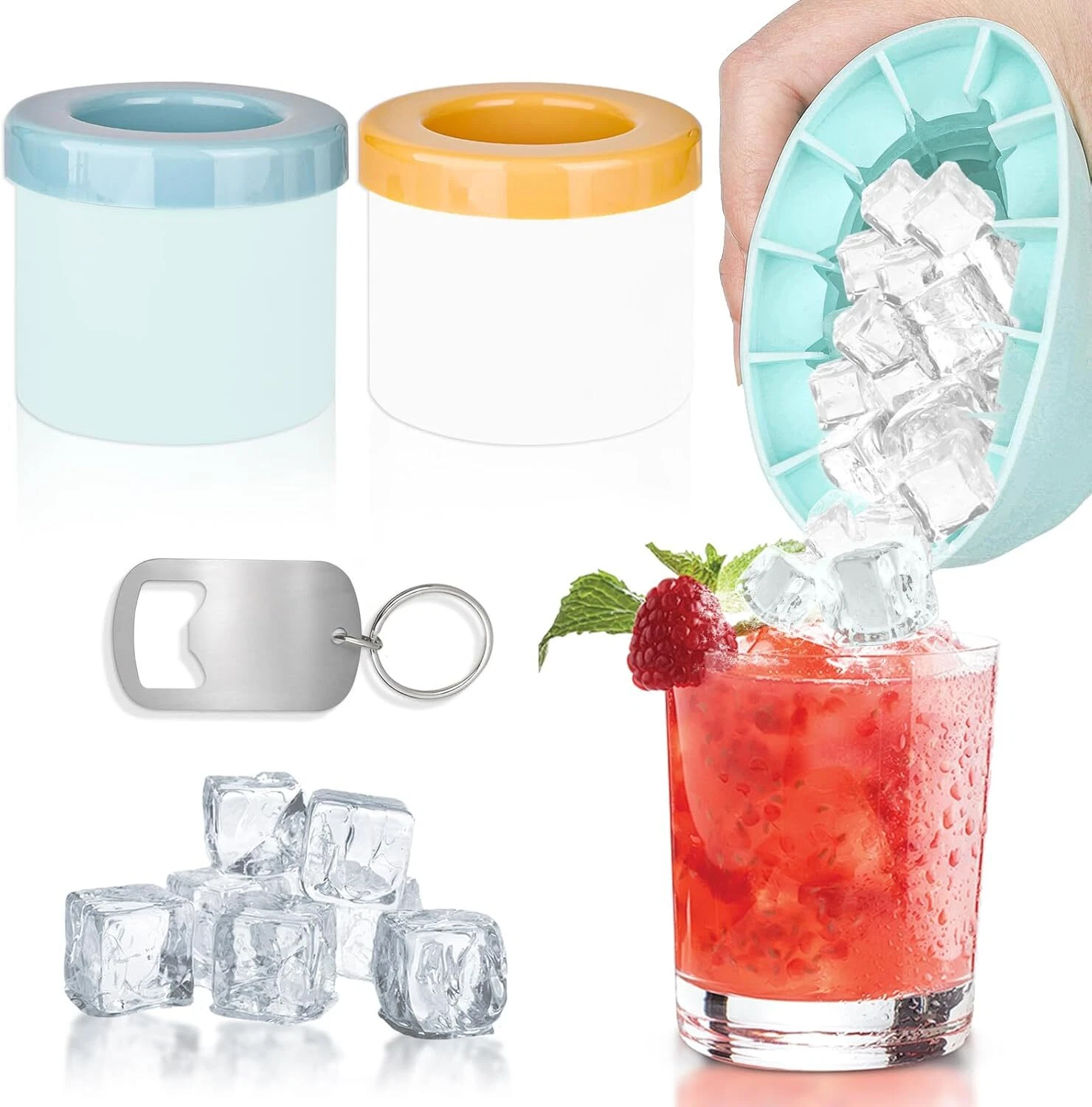 2Pcs Cylinder Silicone Ice Cube Mold New 3D Ice Cube Maker Decompress ...