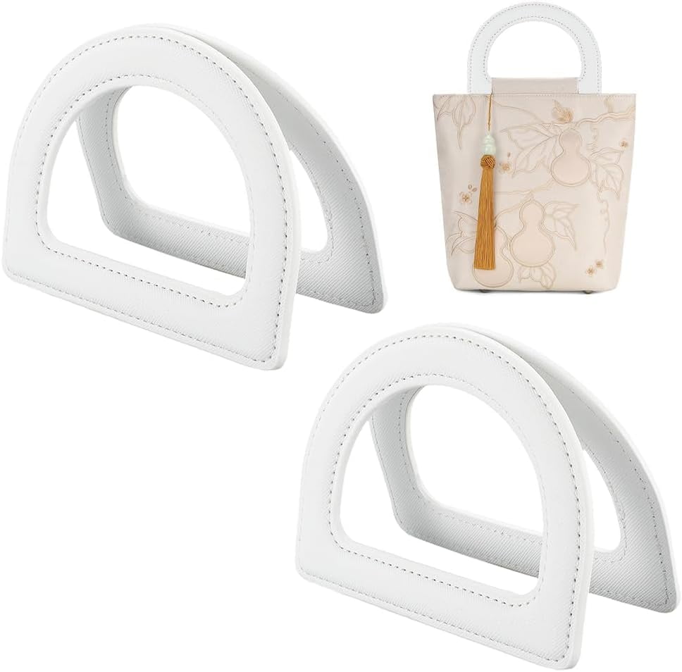 2Pcs D-Shaped Purse Replacement Handle PU Leather Oval Shaped D Ring ...