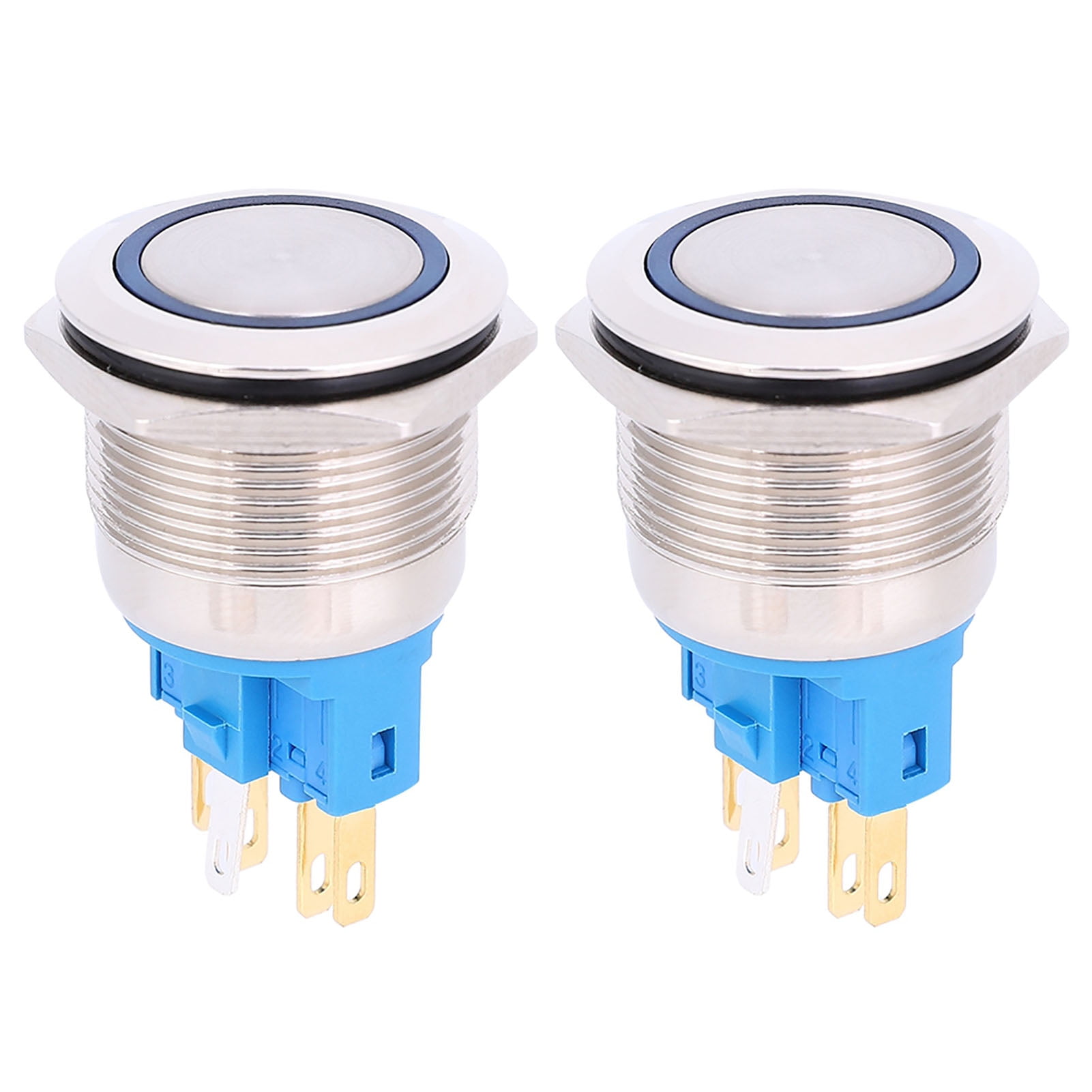 2Pcs DC12-24V IP65 22mm Ring Reset Button 6-Pin Push Button Switch ...