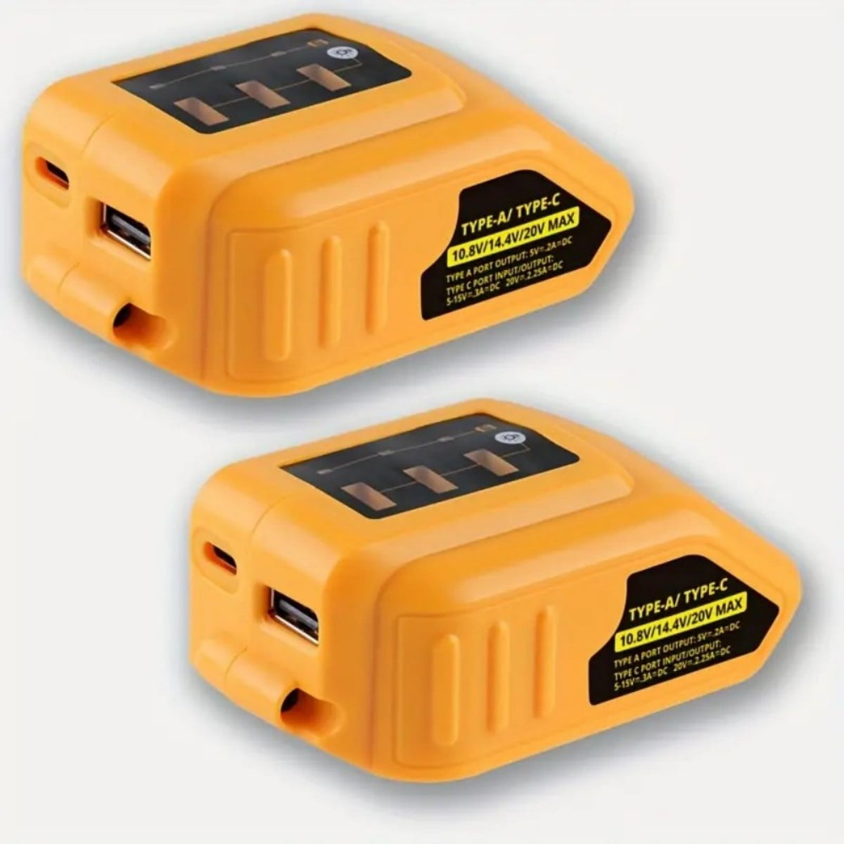 2Pcs DCB090 USB & Type-C Charging Battery Adapter Power For Dewalt 12V ...