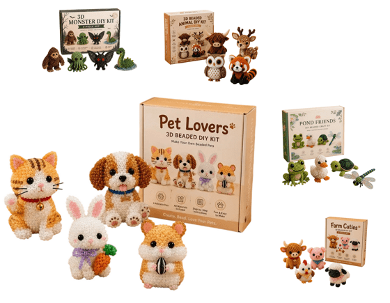 2Pcs DIY Animal Beading Kit for Adults & Teens, Cute 3D Animal Bead ...