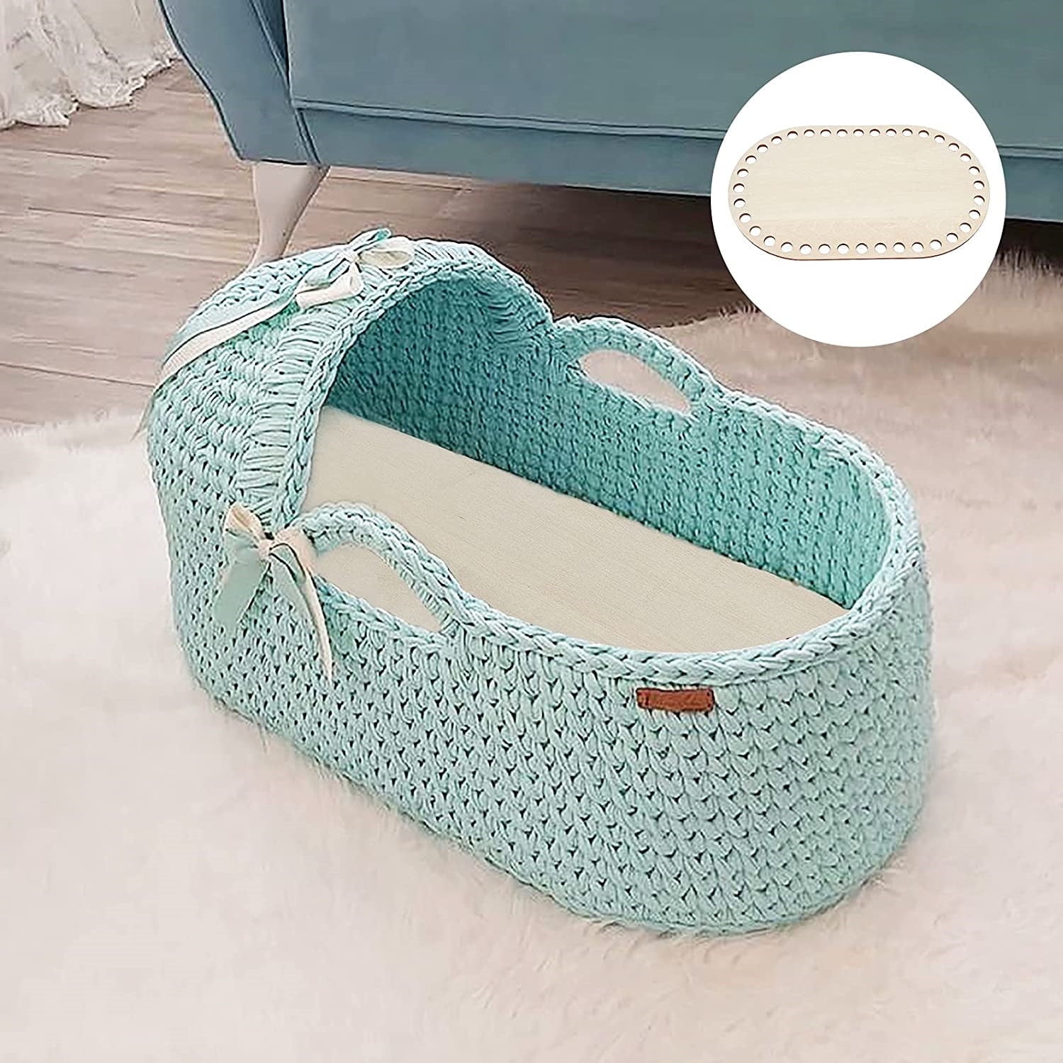 Soarian Wooden Bag Base Crochet Wood Storage Baskets, Durable, Set of 2 ...