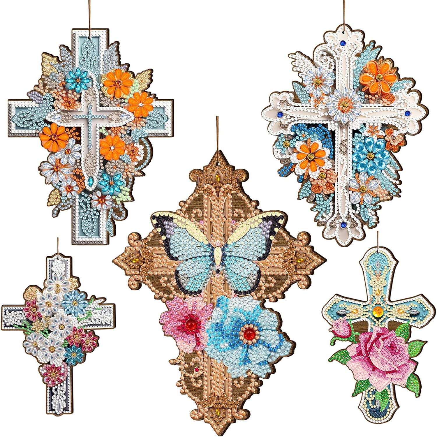 2Pcs DIY Diamond Pendant Ornament Special Shaped Crystal Diamond Art ...