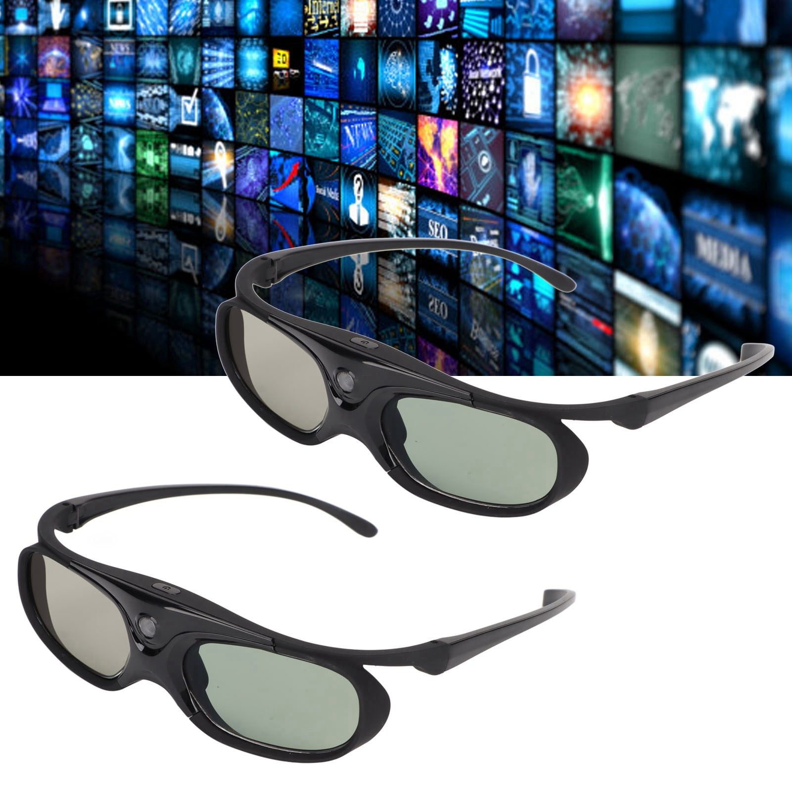 2Pcs DLP Link 3D Glasses, 144Hz Active Shutter 3D Glasses, LCD Lens 3D ...