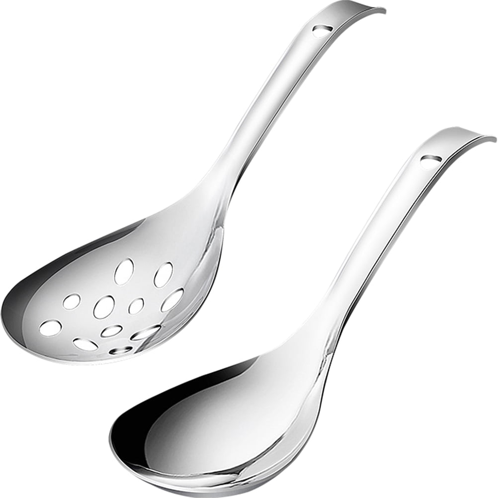 2pcs Daily Use Slotted Spoon Portable Slotted Utensil Stainless Steel