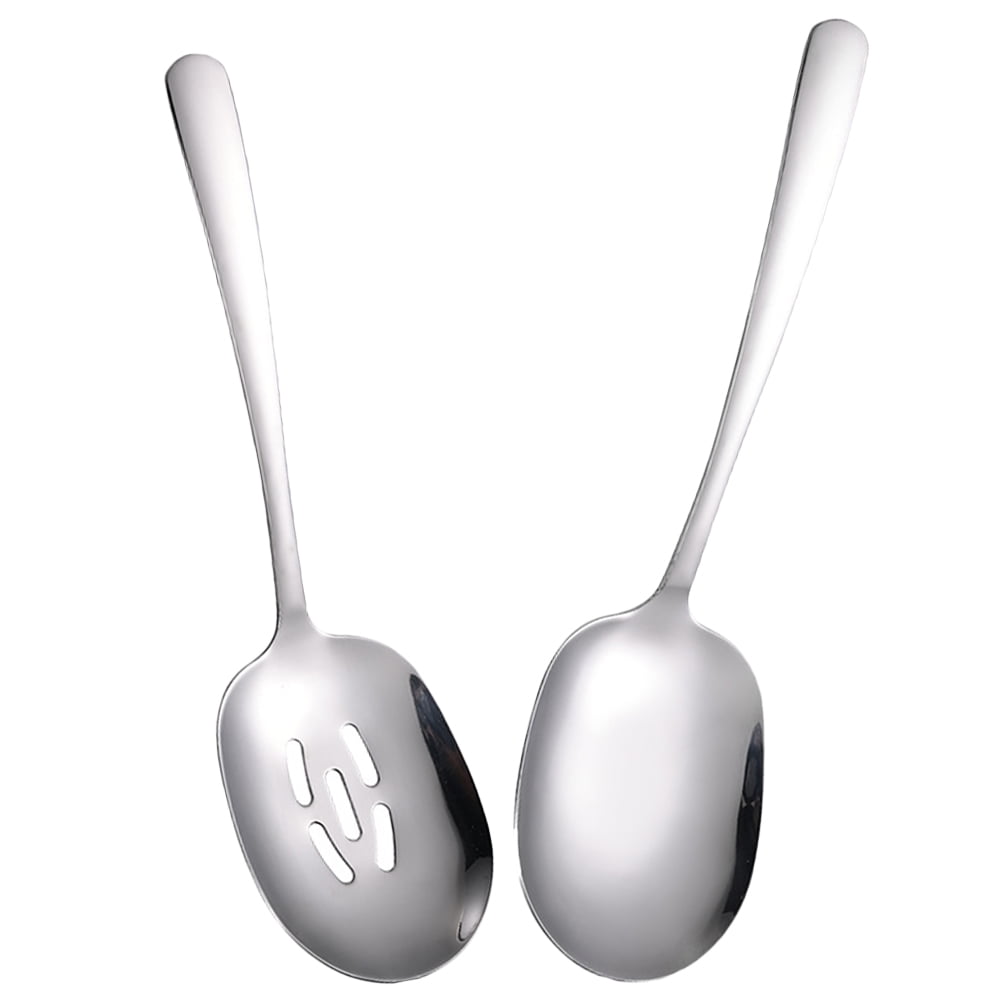 2Pcs Daily Use Slotted Spoon Portable Slotted Utensil Stainless Steel ...
