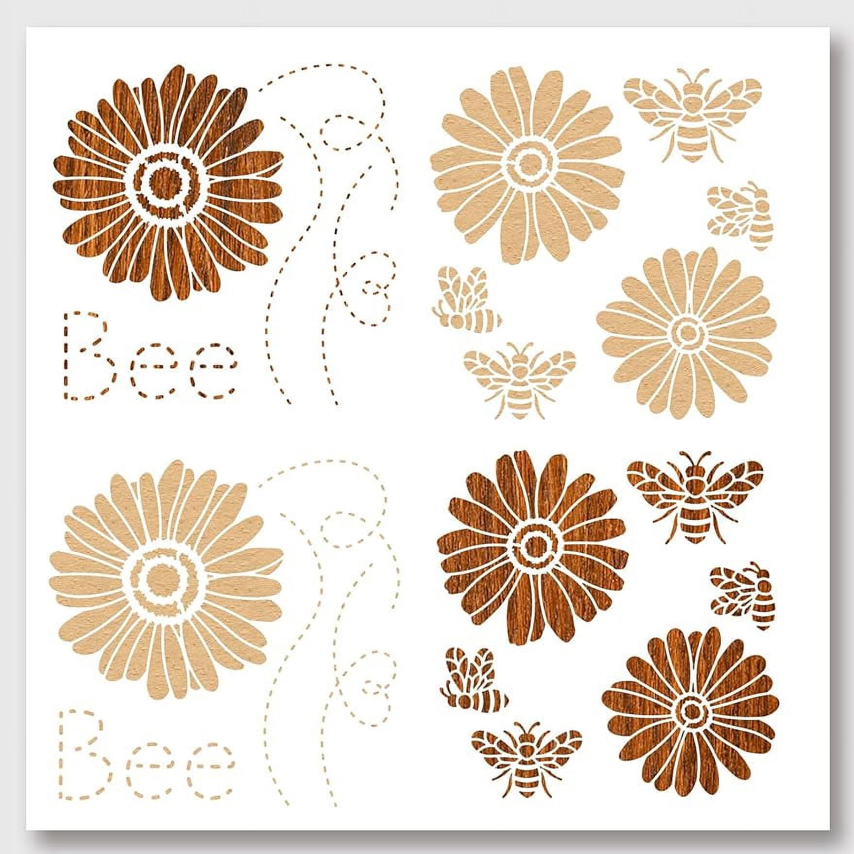 2Pcs Daisy Bee Painting Stencil Drawing Template on Wood Canvas Paper ...