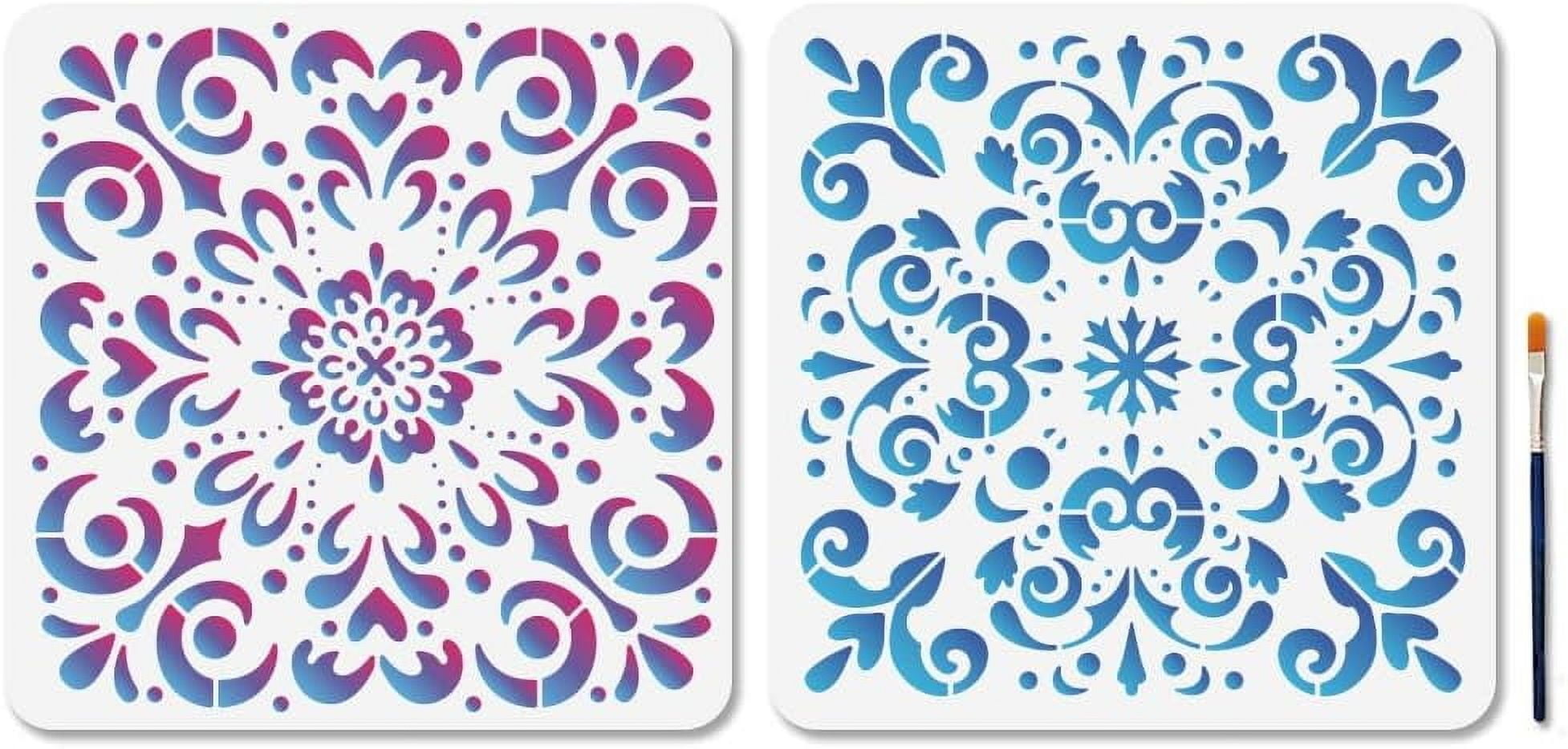 2Pcs Damask Mandala Stencil Gorgeous Corner Stencils for Painting 11 ...