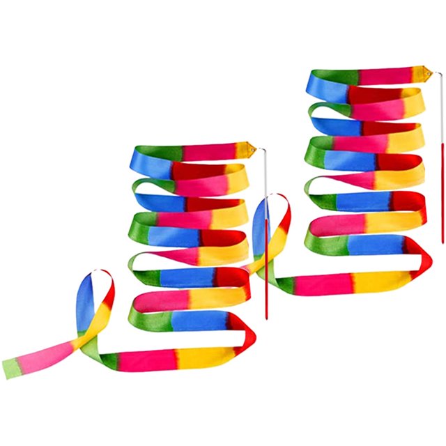 2Pcs Dance Ribbons Colored Dancing Ribbons Gymnastics Dancing Ribbon ...