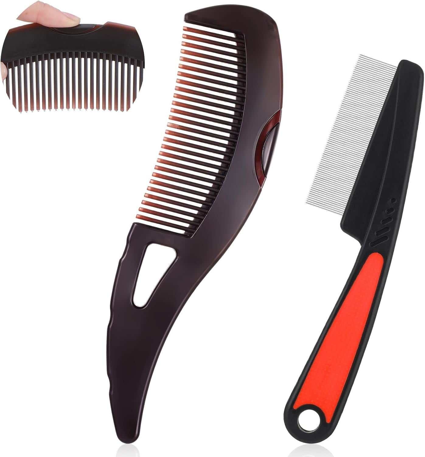 2Pcs Dandruff Comb Stainless Steel Scalp Sweep Detoxing Comb Psoriasis ...