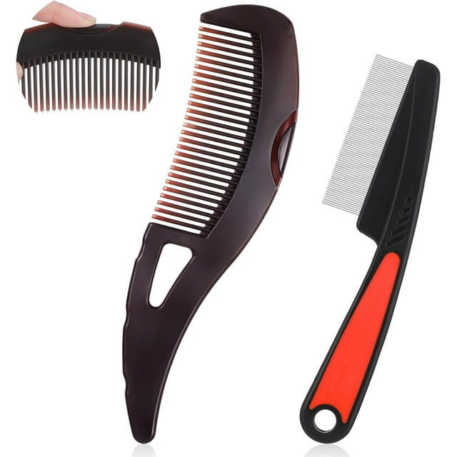 2Pcs Dandruff Comb Stainless Steel Scalp Sweep Detoxing Comb Psoriasis ...