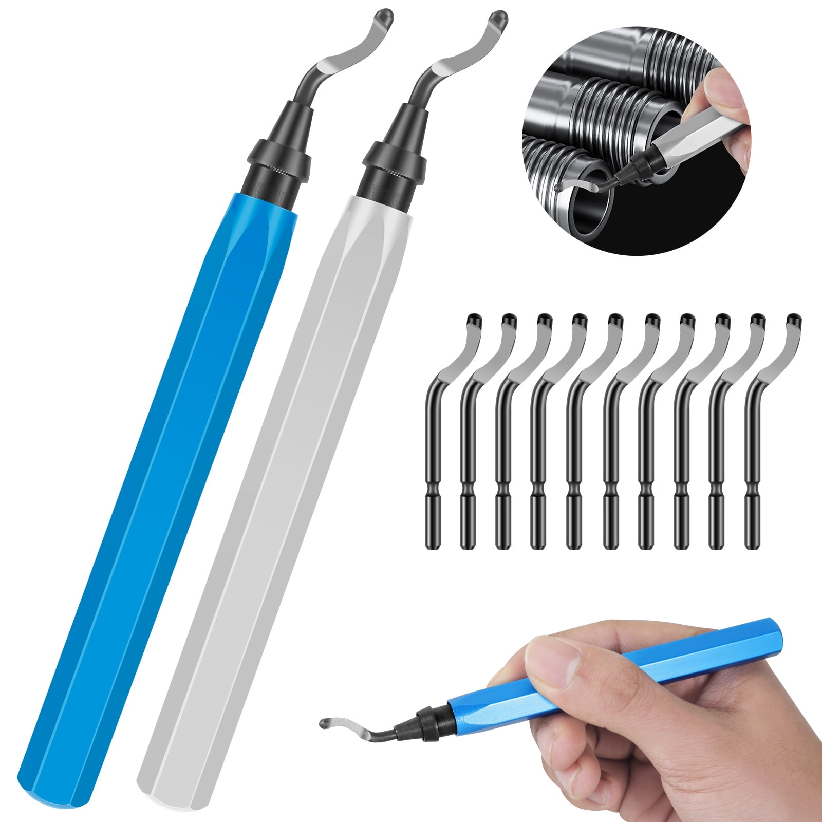 2Pcs Deburring Tool Kit with 10 BS1010 Blade Sharp Burr Removal Tool ...