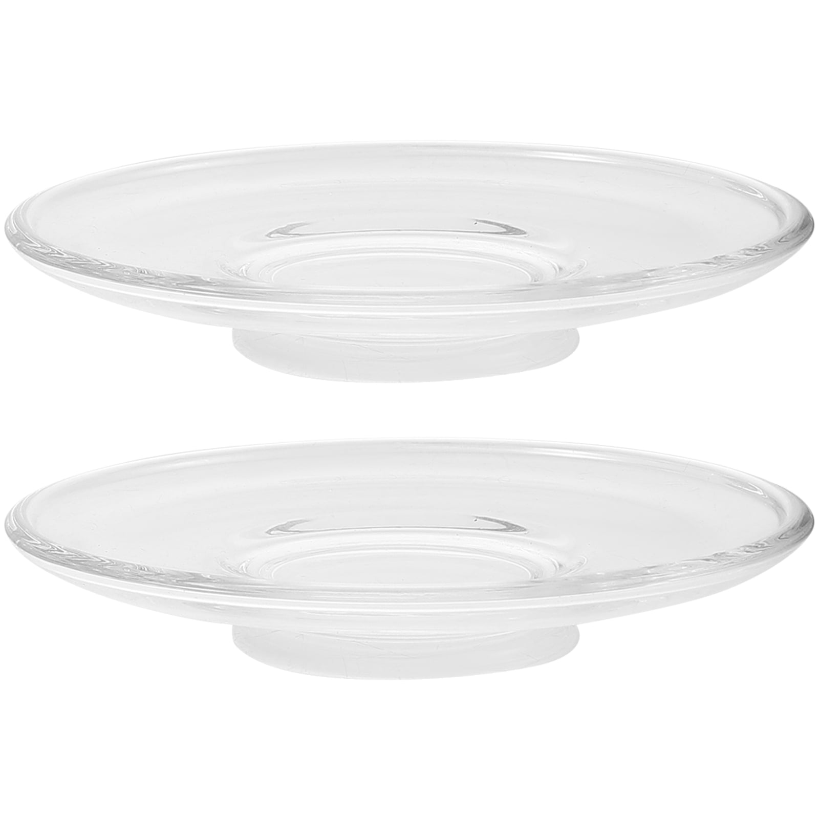 2Pcs Decorative Tea Saucers Glass Tea Plates Round Coffee Plate Teacup ...