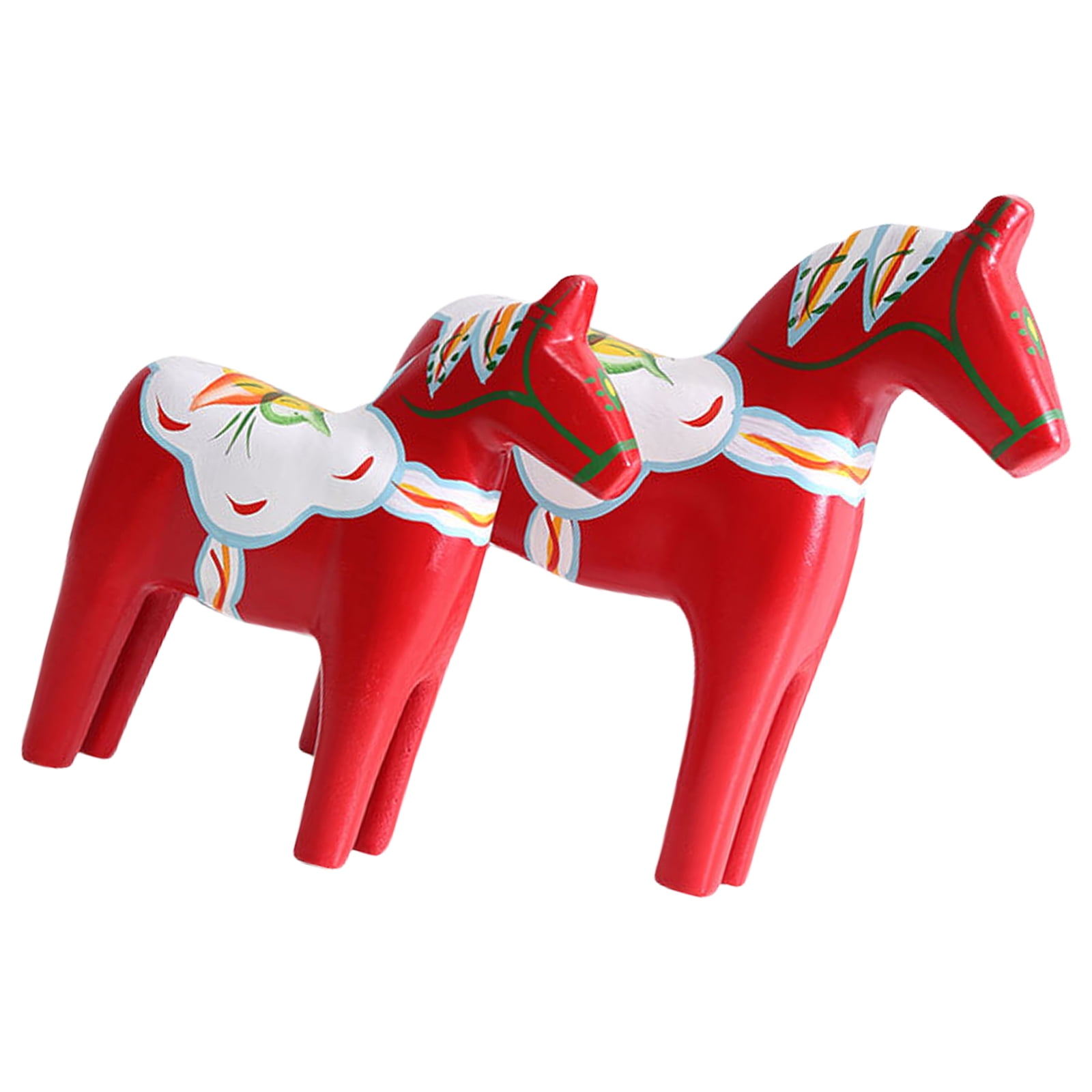 2Pcs Decorative Wooden Dala Horse Sculptures Ornaments for Unique and ...