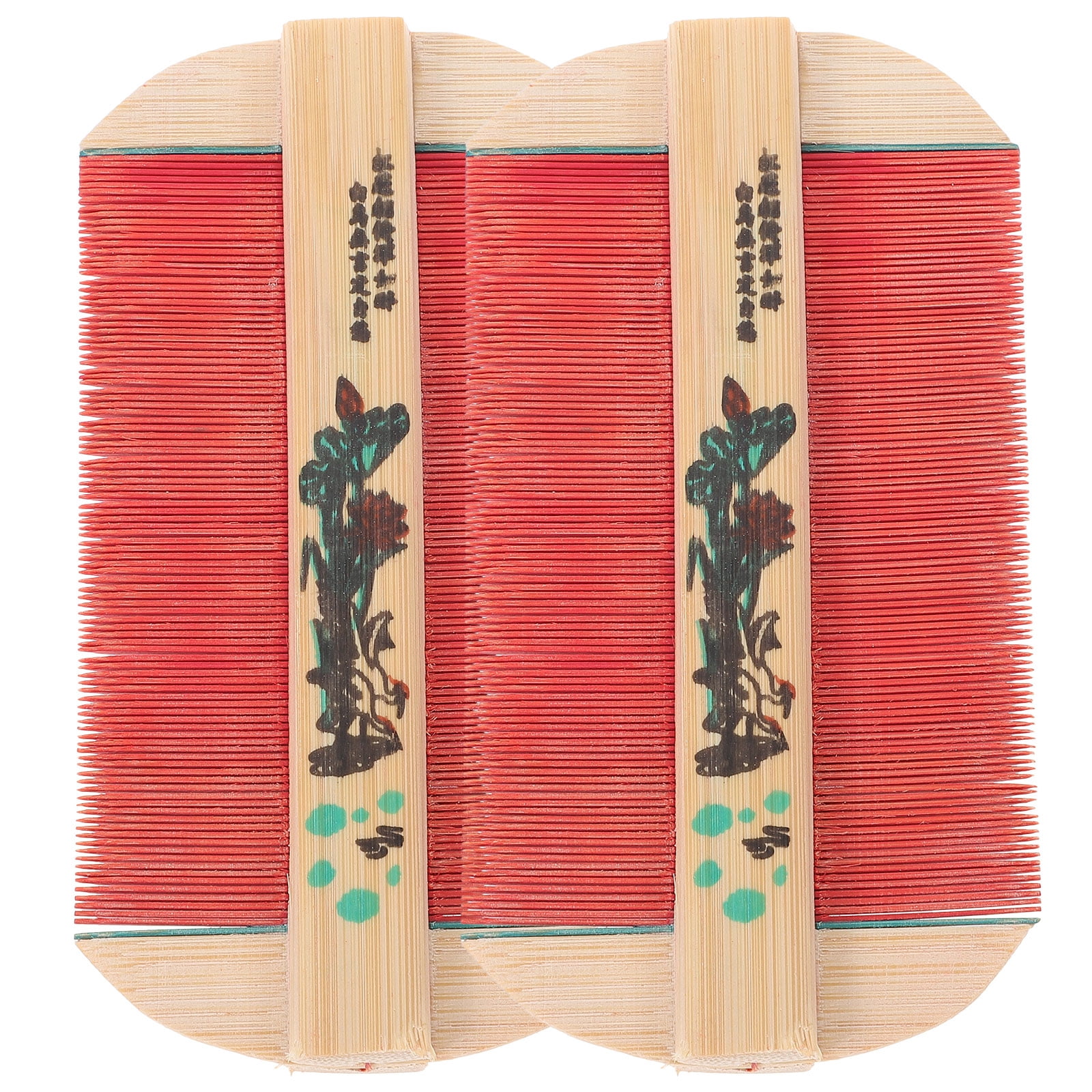 2Pcs Dense Teeth Combs Wooden Hair Combs Lice Strainer Combs Massage ...