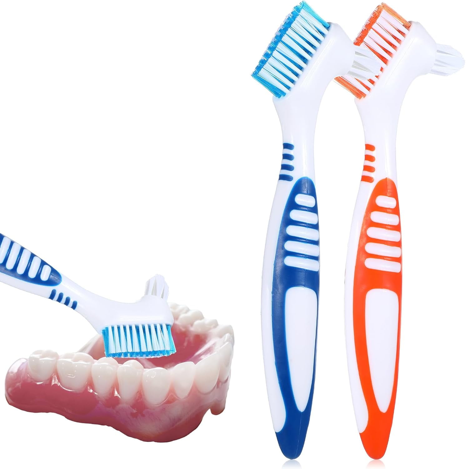 2Pcs Denture Brush Denture Toothbrushes Double Sided Denture Cleaning ...