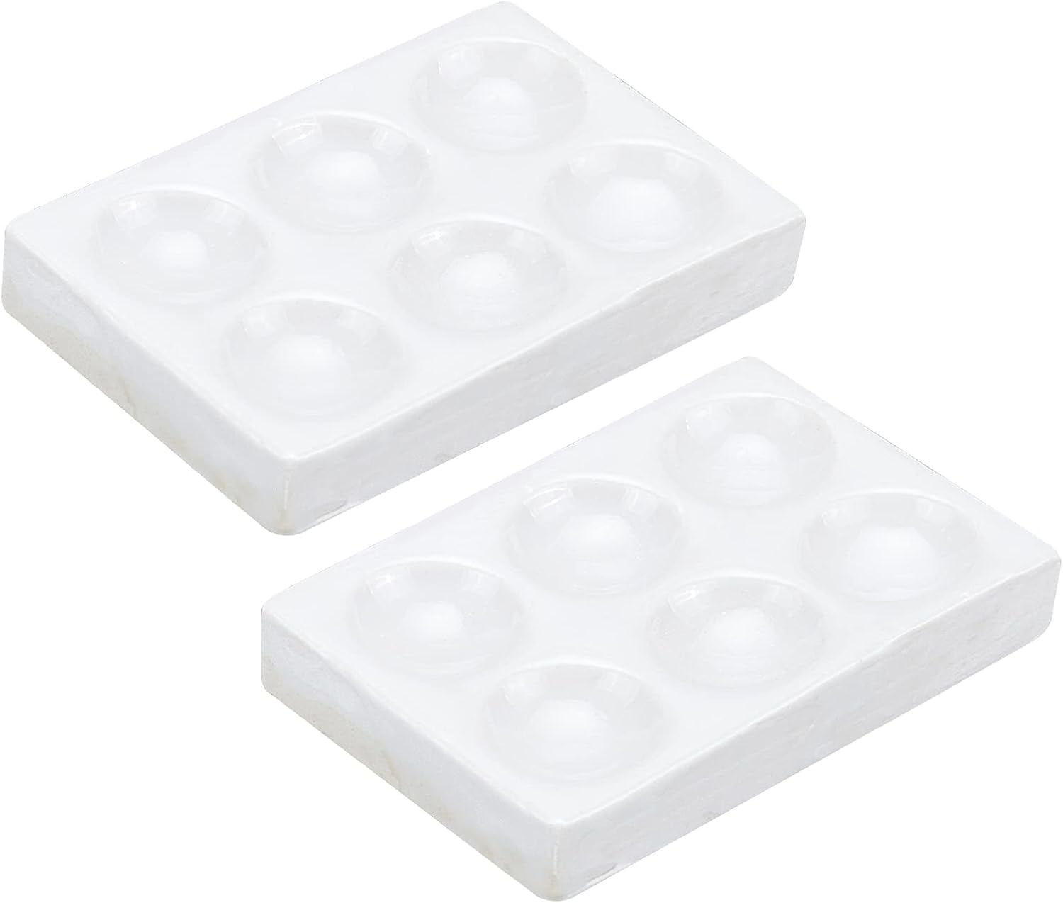 2Pcs Depressions Porcelain Spot Plate 6 Wells White Porcelain Spotting ...