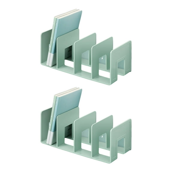 2Pcs Desk Bookend Acrylic Book End 4 Section Book Organizers Stand ...