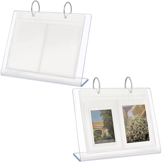 2Pcs Desktop Mini Acrylic Photo Album Holds 136pcs Photos of 3x4Inch ...