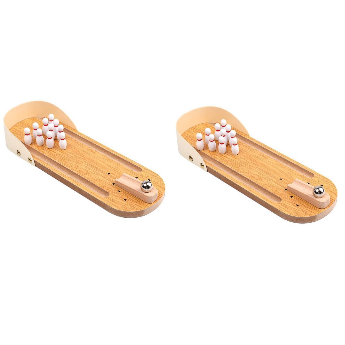 2Pcs Desktop Mini Bowling Set Tiny Bowling Shooting Alley Wooden ...