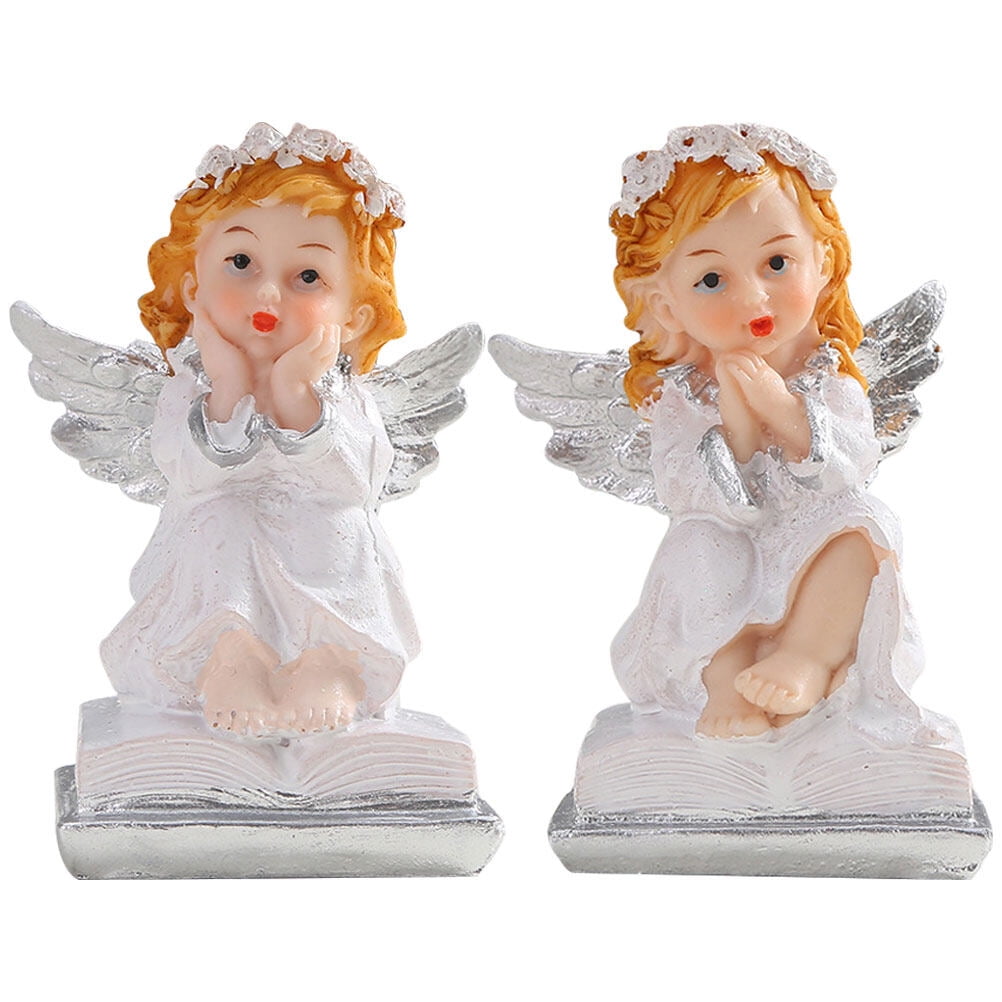 2Pcs Desktop Resin Angel Sculpture Adorable Angel Statue Photo Prop ...