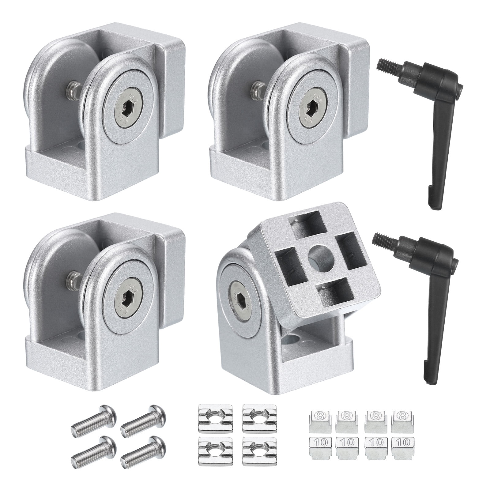 2Pcs Die-Cast Aluminum Pivot Joint with M8 Screw, Aperture 8mm, Silver ...